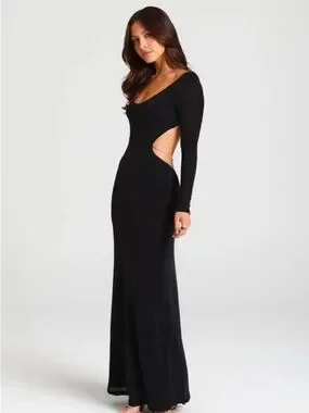 Sasha Therese | Dresses | Sasha Therese Black Long Sleeve Cutout Maxi ...